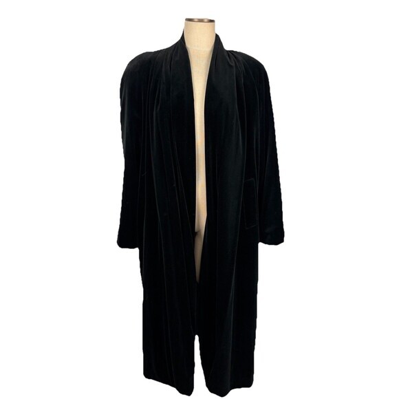 Vintage | Jackets & Coats | Vintage Black Velvet Long Opera Coat Dress ...